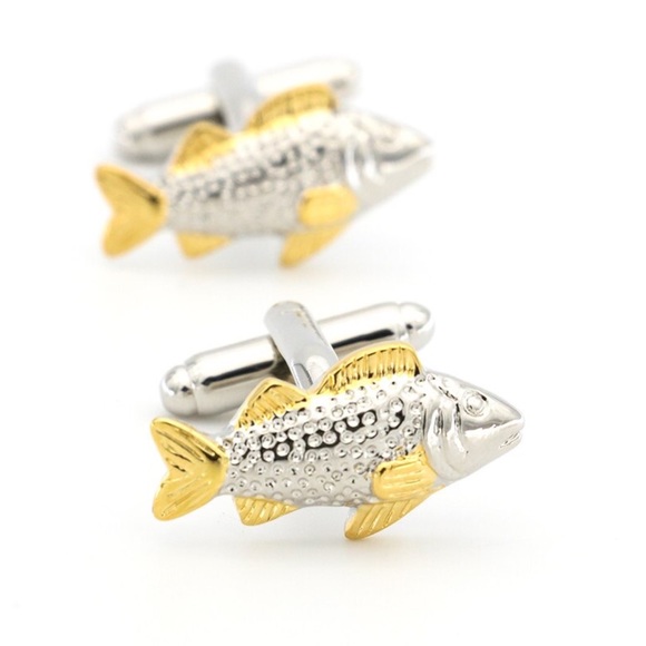 Accessories | Bass Fish Fisherman Silver And Gold Cufflinks | Poshmark